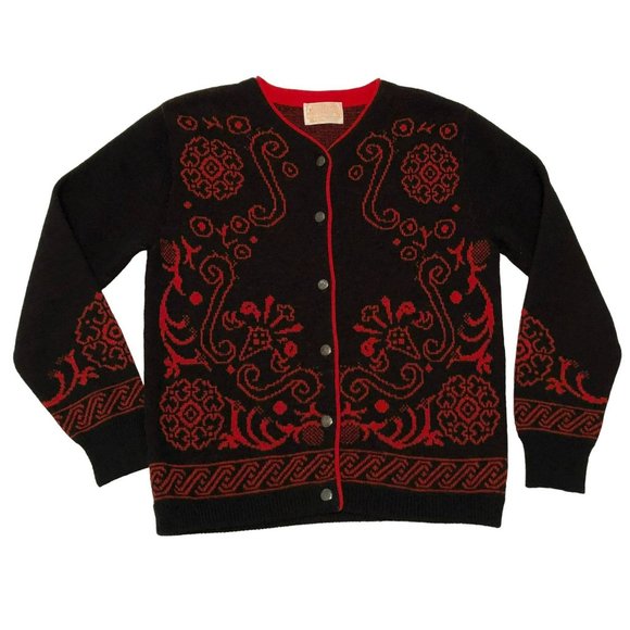Pendleton | Sweaters | Black Red Paisley Pendleton Cardigan Size S 0 ...